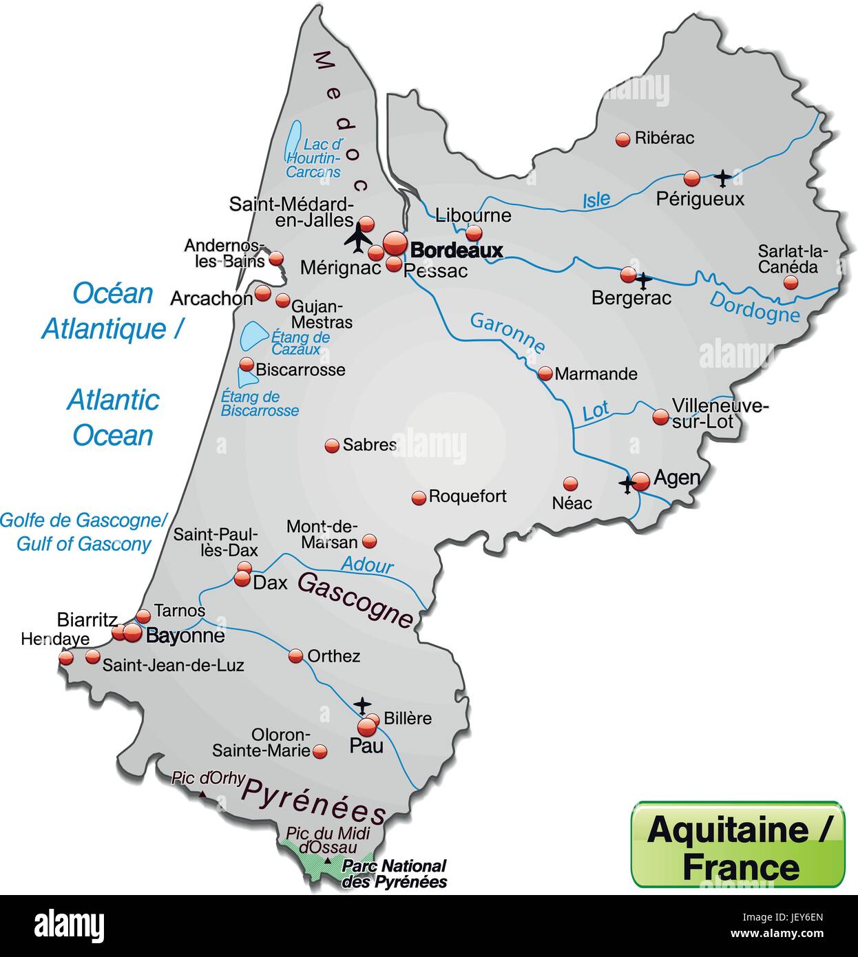Aquitaine Map Banque d'image et photos - Alamy