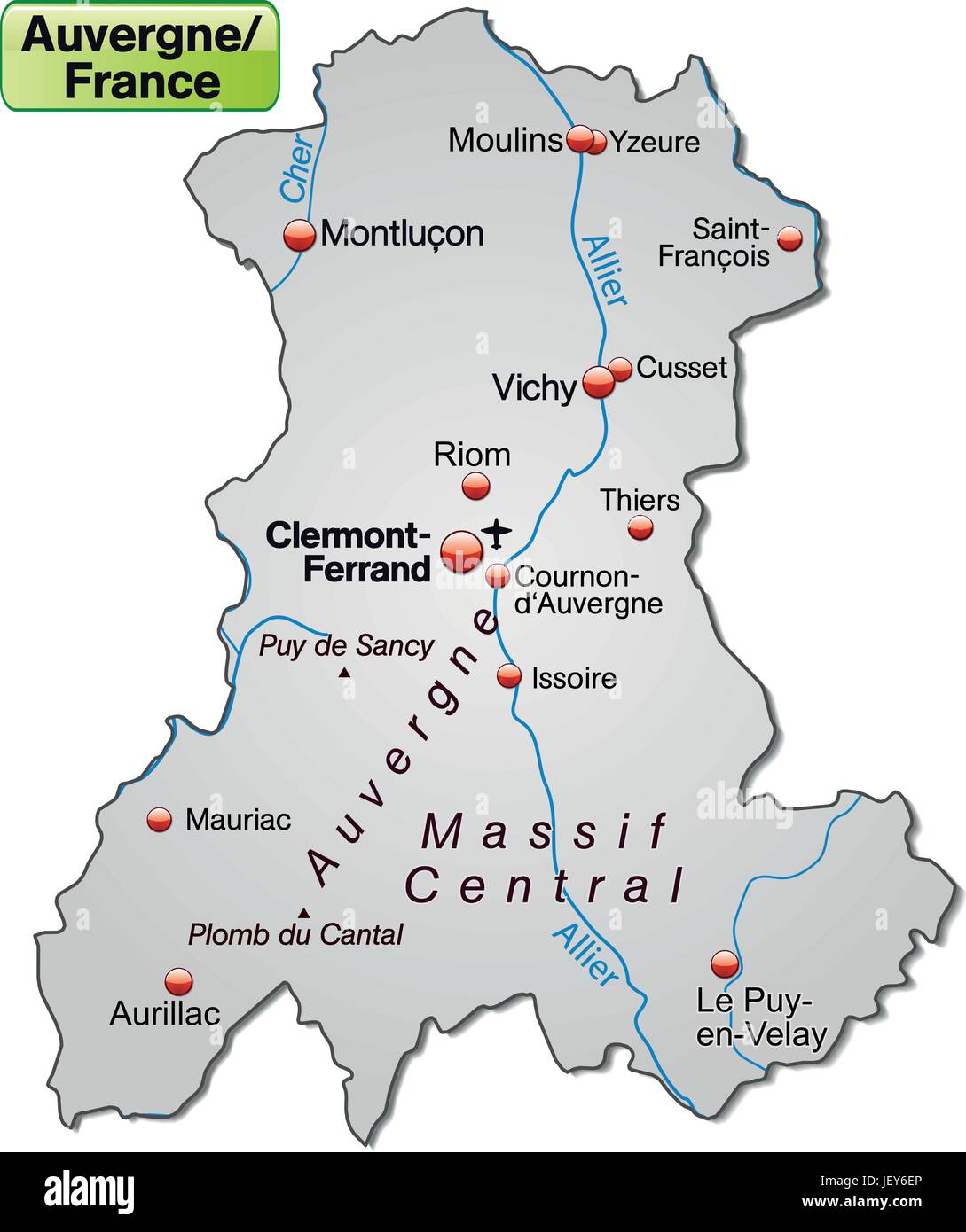 Carte de la france de vichy Banque d'images vectorielles - Alamy