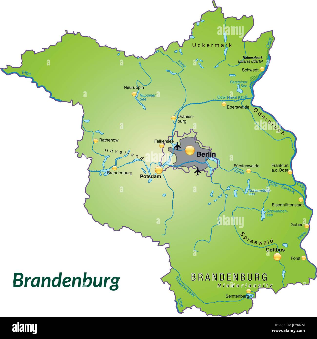 Carte de l'ile de Brandebourg comme une carte d'aperçu en vert Image ...