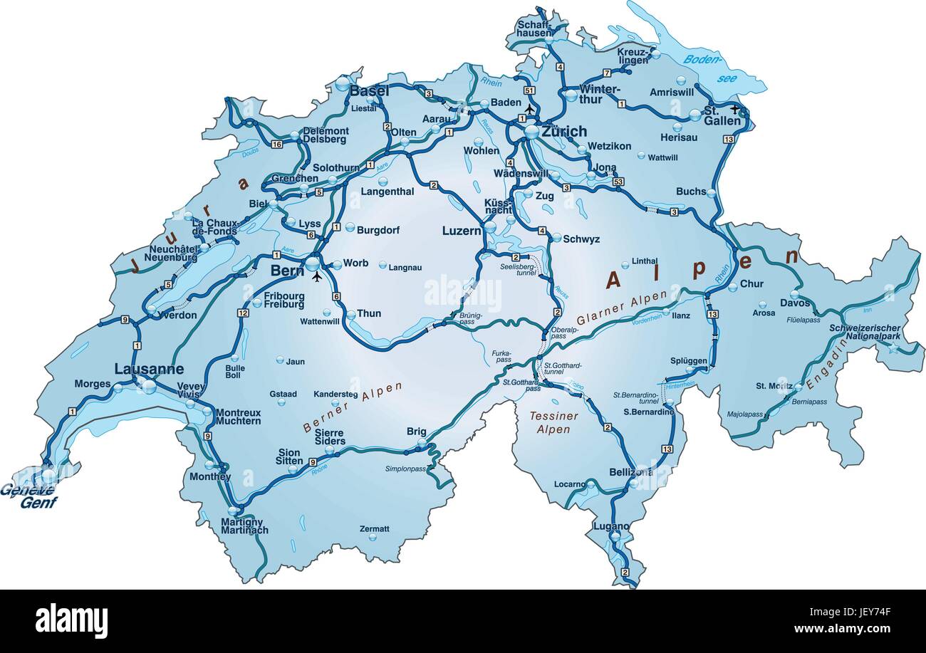 Grande Carte De La Suisse Avec Les Routes - Cartograf - Comedie