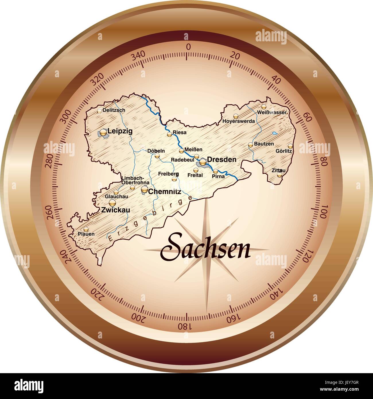 La carte de Saxe comme une carte d'aperçu en bronze Image Vectorielle ...
