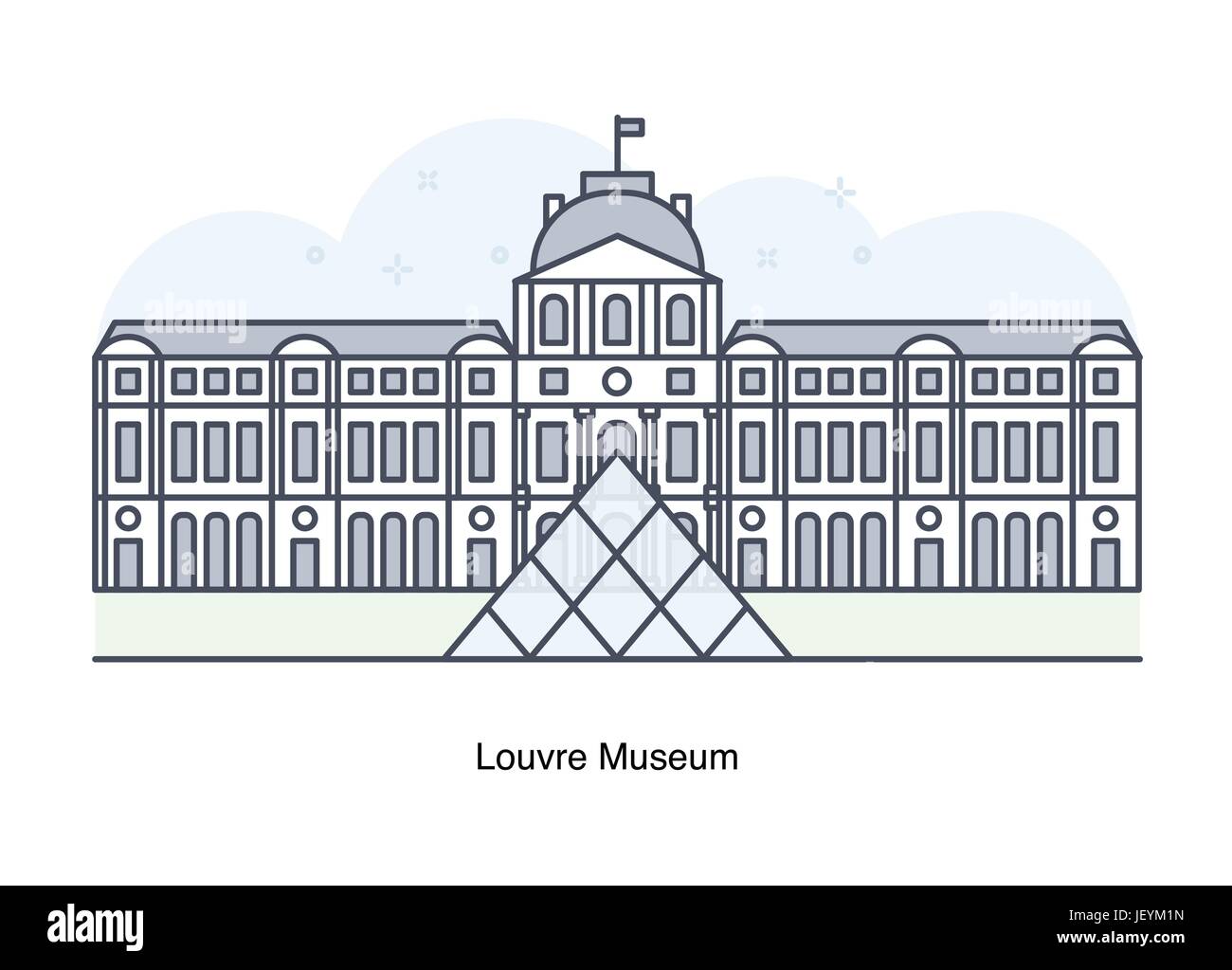 Ligne vectorielle illustration du musée du Louvre, Paris, France Image ...