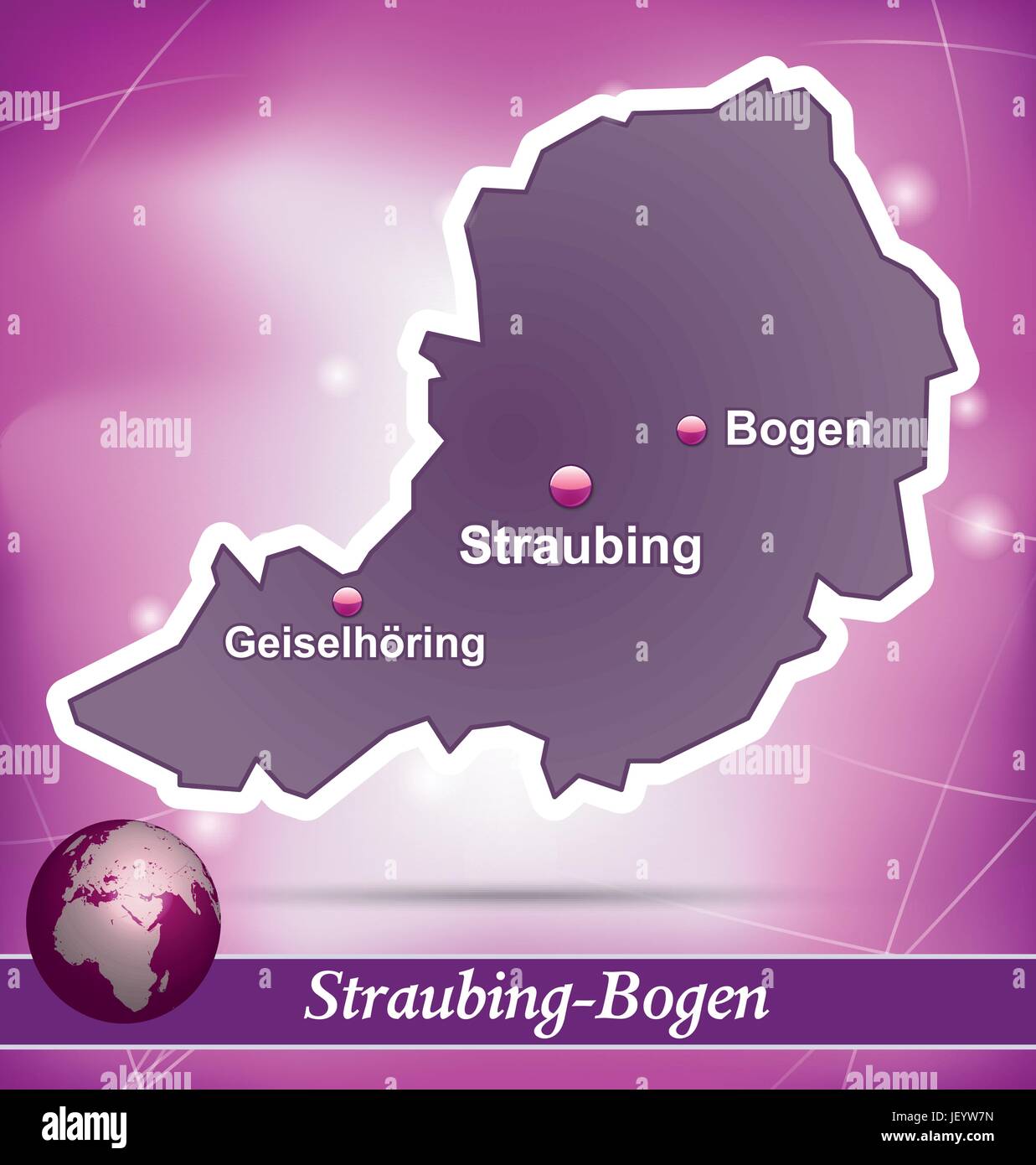 Carte de l'ile de Straubing-bogen Résumé Contexte en violet Image ...