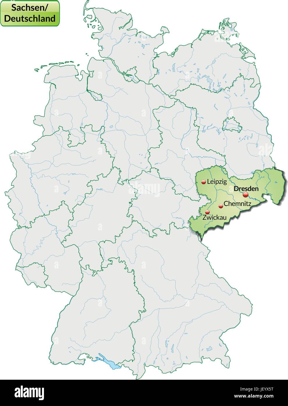 La carte de Saxe avec les capitales en vert pastel Image Vectorielle ...