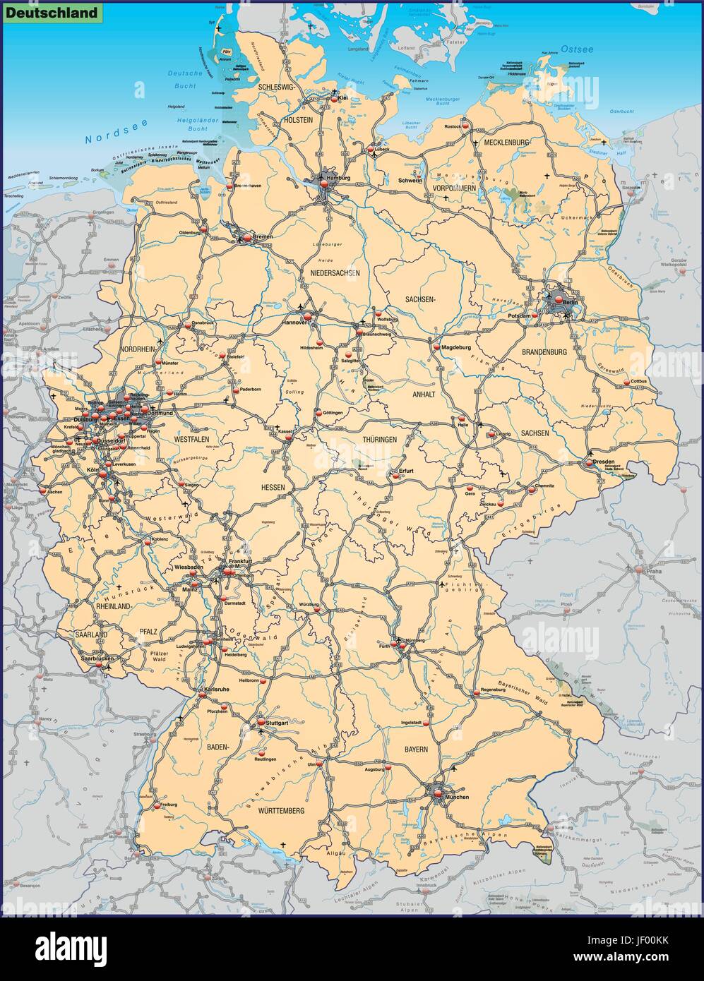 Map germany transport network in Banque de photographies et d’images à ...