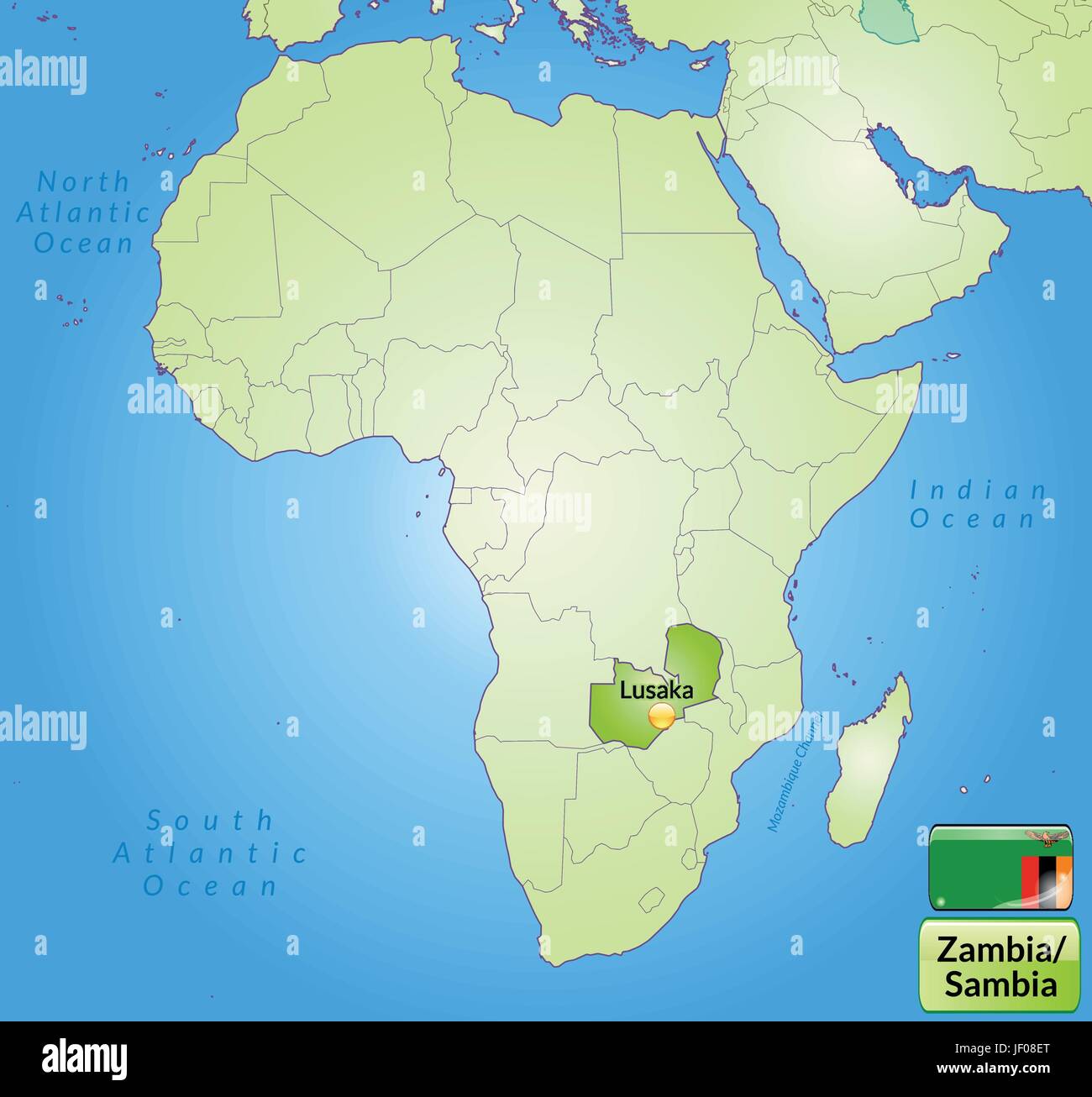 La carte de la zambie avec chapiteaux en vert Image Vectorielle Stock - Alamy