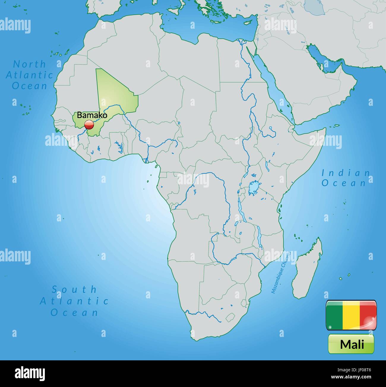 Carte du Mali avec les capitales en vert pastel Image Vectorielle Stock ...