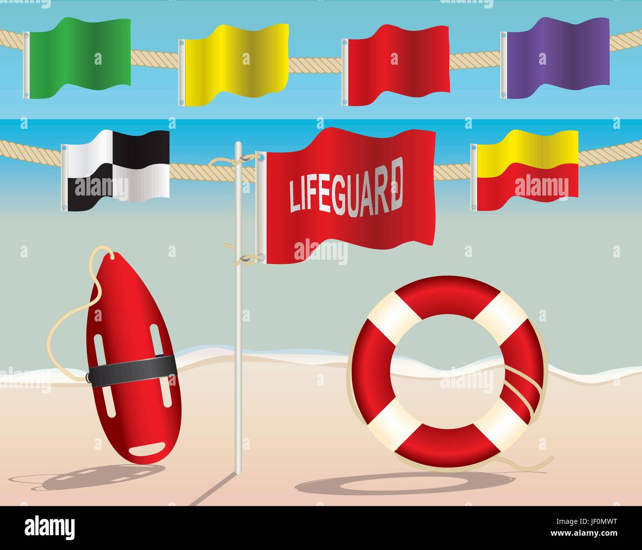 Drapeaux plage Banque d'images vectorielles - Alamy