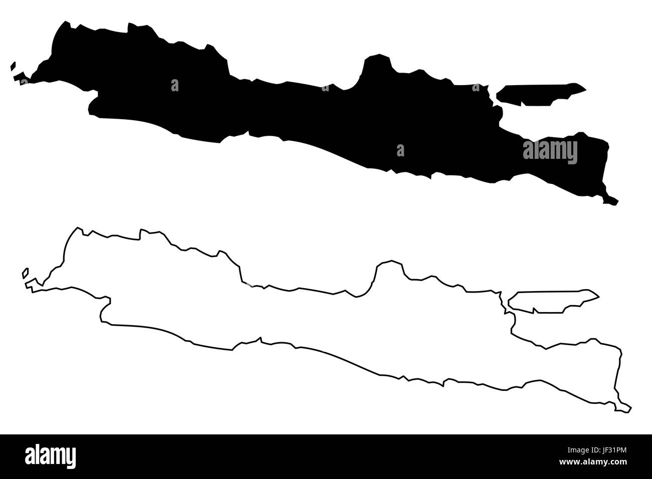 Carte de l'île de Java, d'illustration vectorielle scribble Java ...