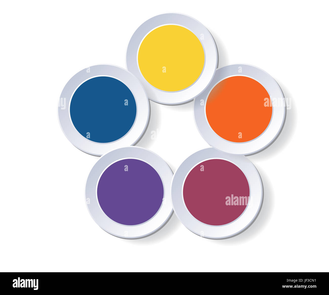 Schéma de cercles d'infographies modèle cinq positions. Les cercles ...