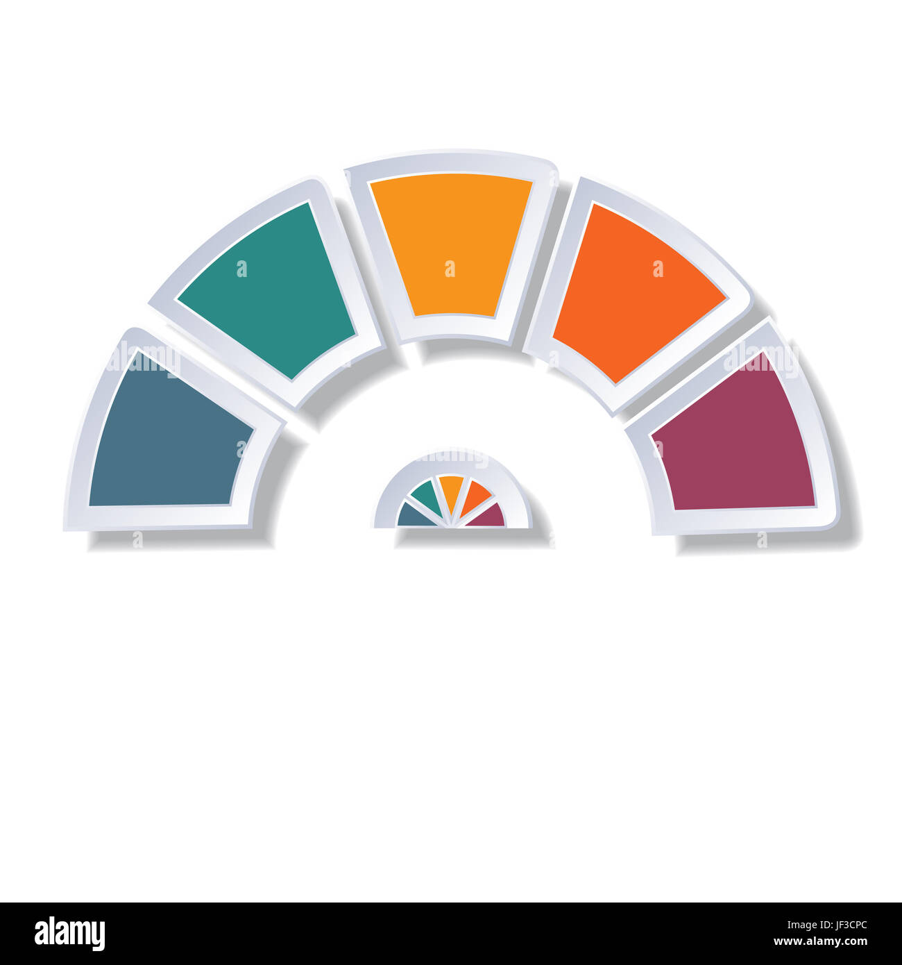 Infographie - modèle, schéma de demi-cercle avec 5 éléments ...