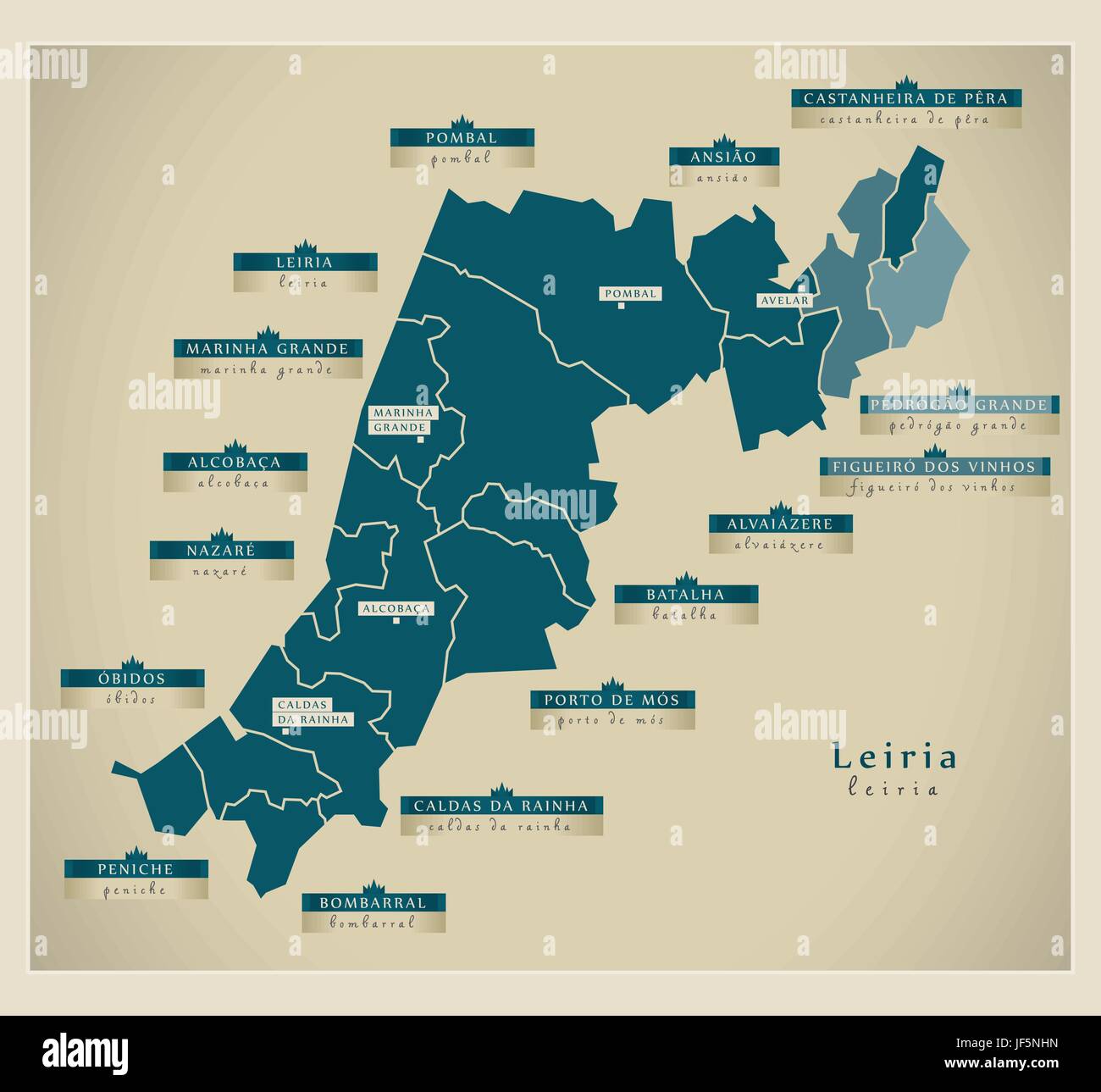 Carte de leiria Banque d'images vectorielles - Alamy