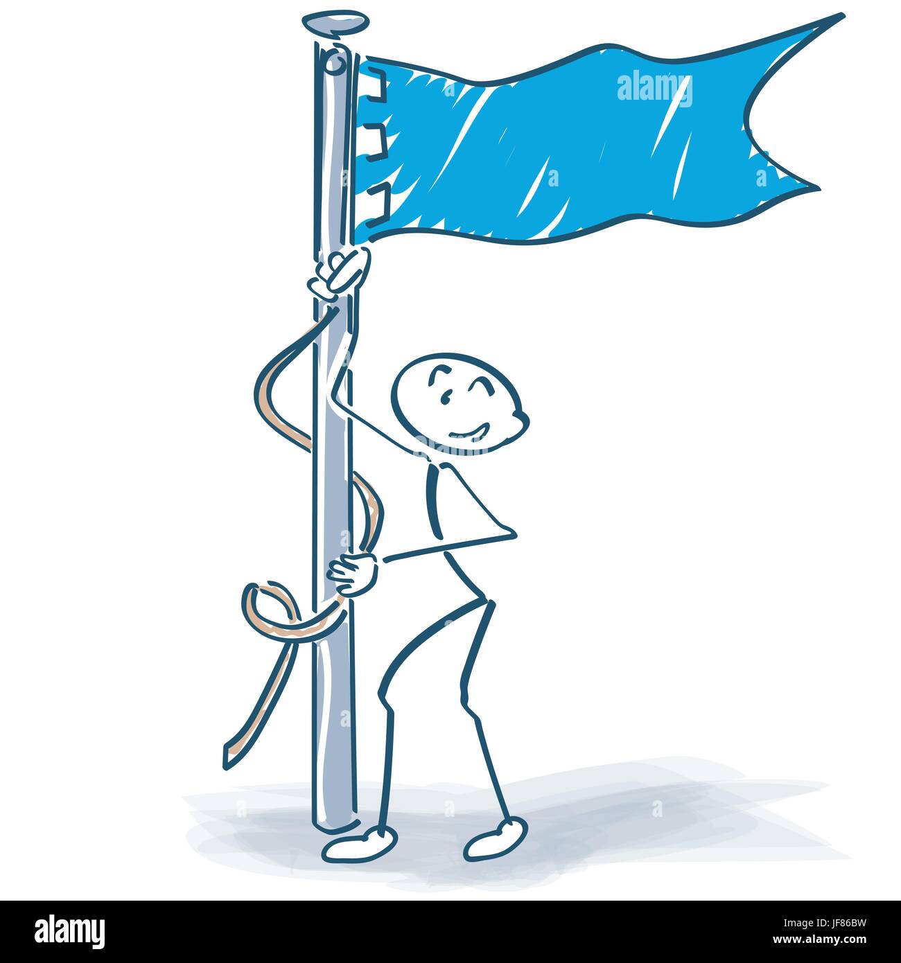 Hisser le drapeau stick figure Image Vectorielle Stock - Alamy