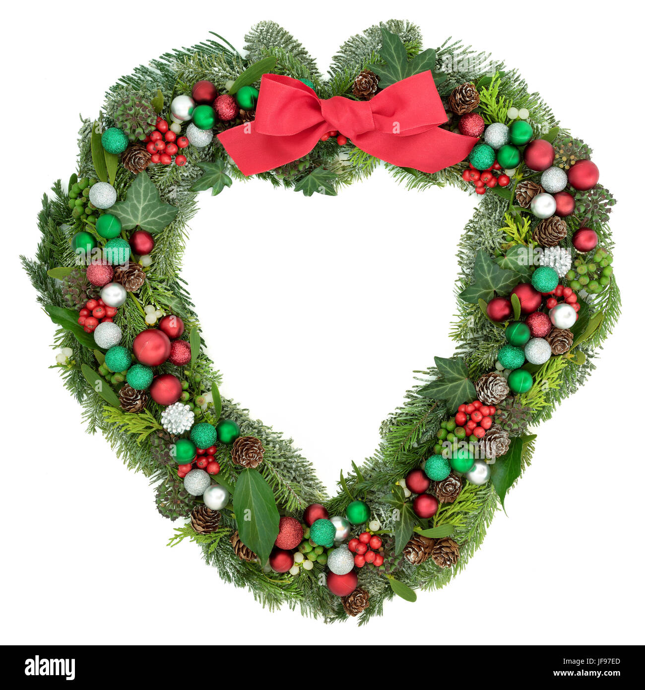 Décoration de Noël guirlande en forme de coeur avec red bow, noël, houx ...