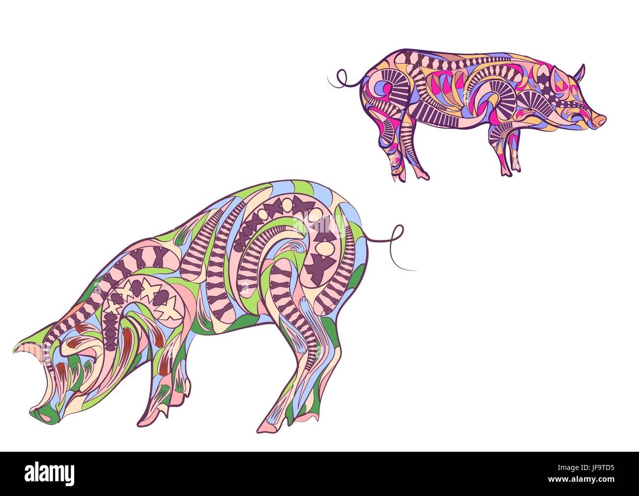 Cochon deux cochons Banque d'images vectorielles - Alamy