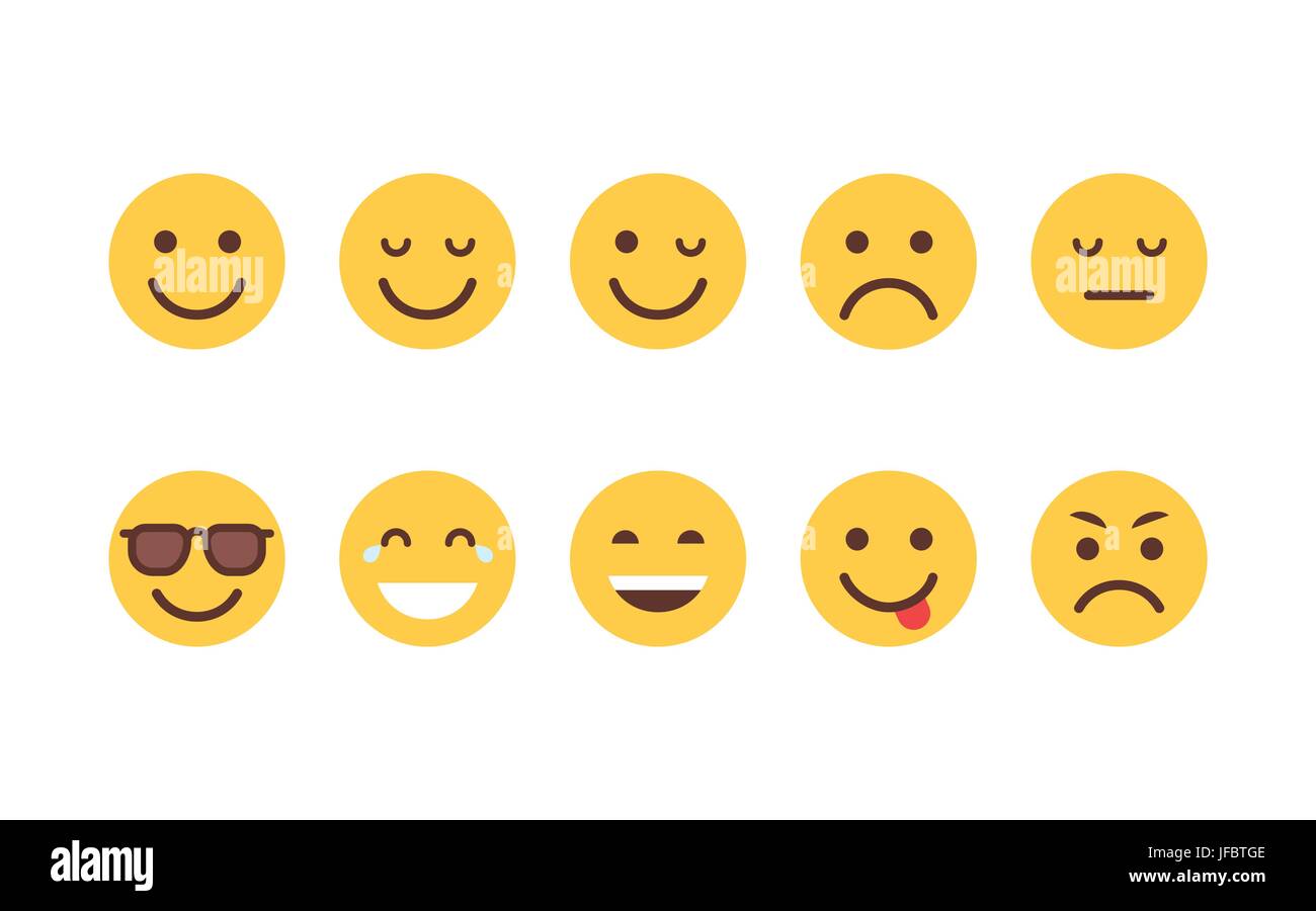 Cartoon jaune ensemble face à des personnes différentes émotions Emoji ...