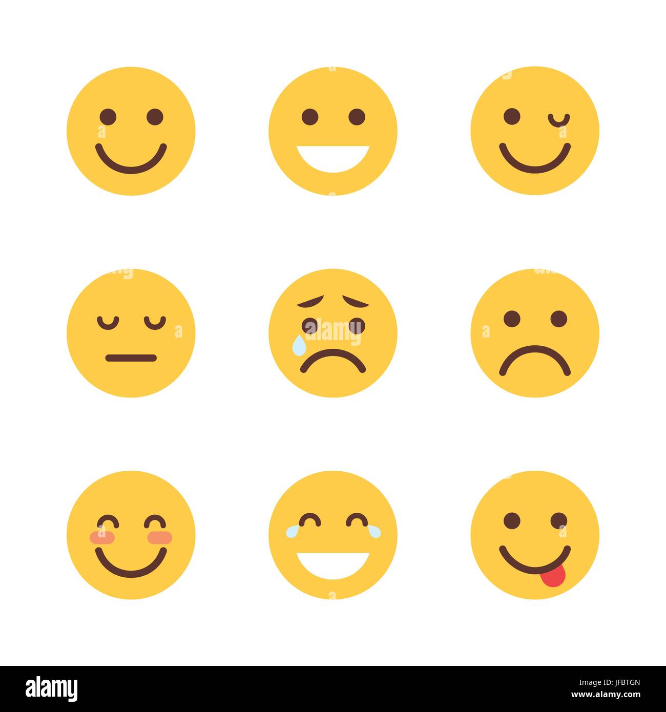 Cartoon jaune ensemble face à des personnes différentes émotions Emoji ...