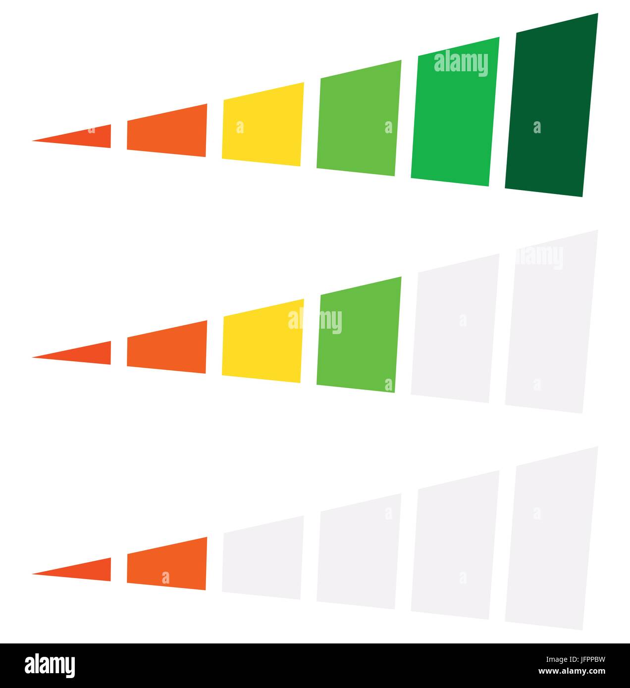Barre de progression, l'indicateur de niveau en perspective. 6-step ...