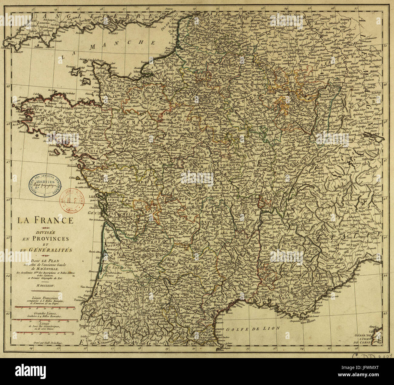 Carte de la France et en provinces divided into two new species ...