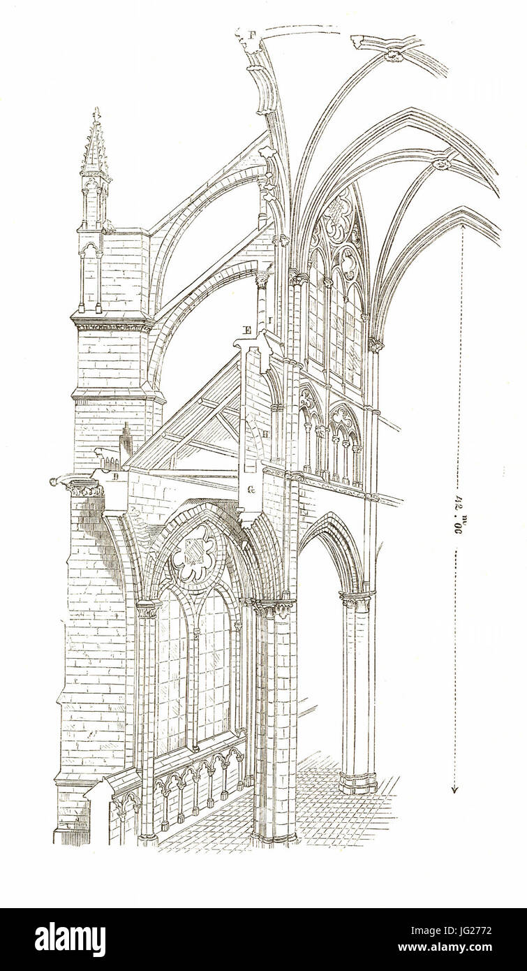 Illustration tirée du 'Jahrbuch MZK Band 03' montrant une coupe transversale de la cathédrale d ...