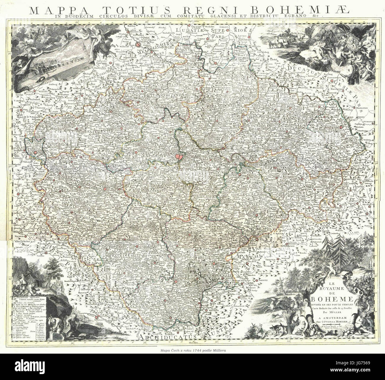 Mapa Čech 1744 Photo Stock - Alamy