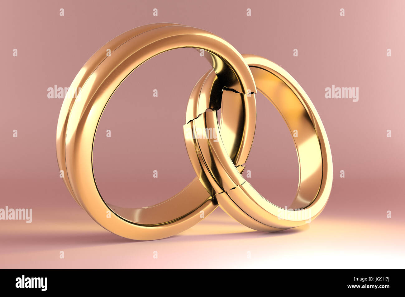 3d illustration, les anneaux de mariage symbolisant les retrouvailles ...