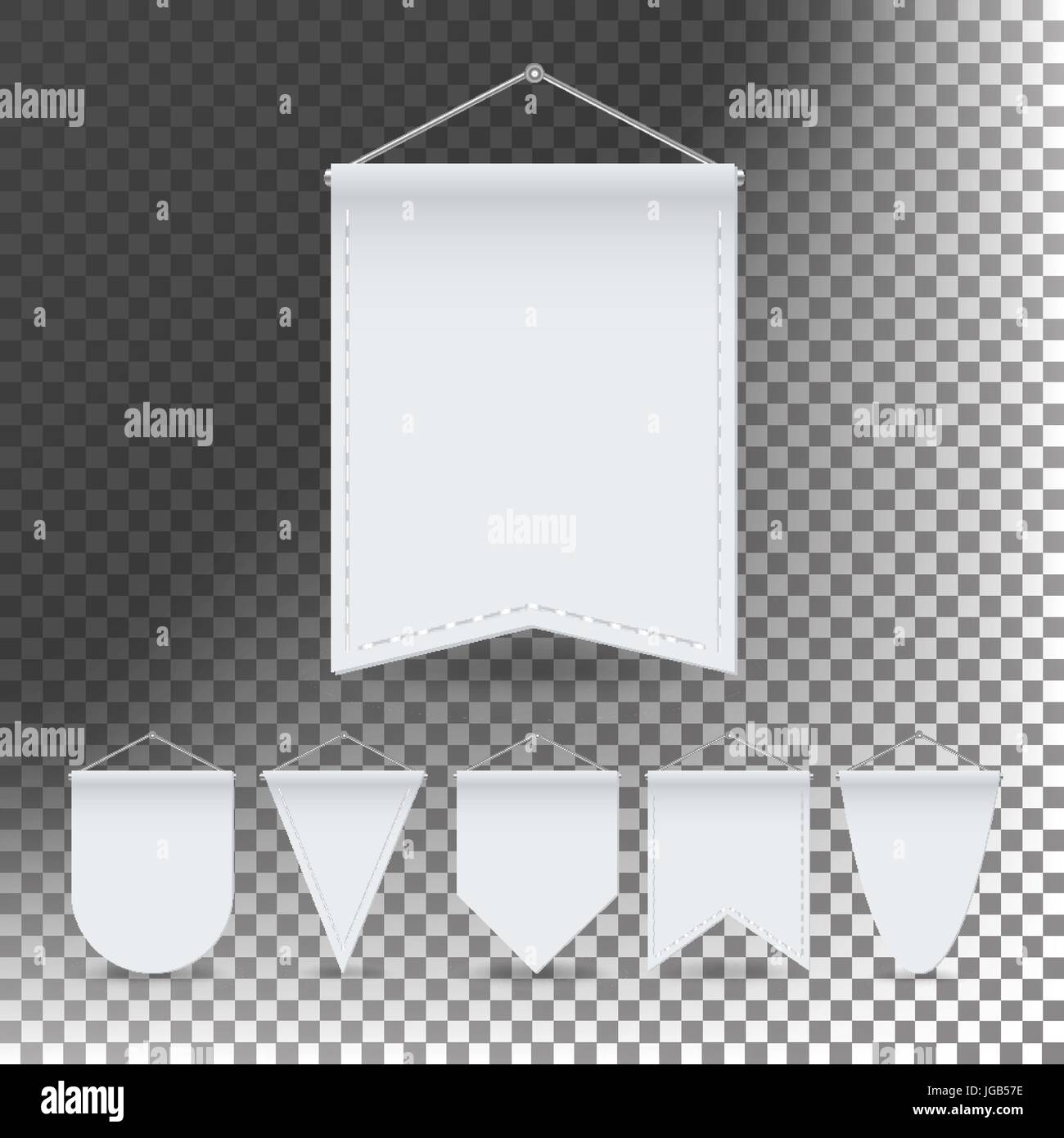 Fanion blanc modèle vecteur. Bannières fanions 3D Vide Vide ...