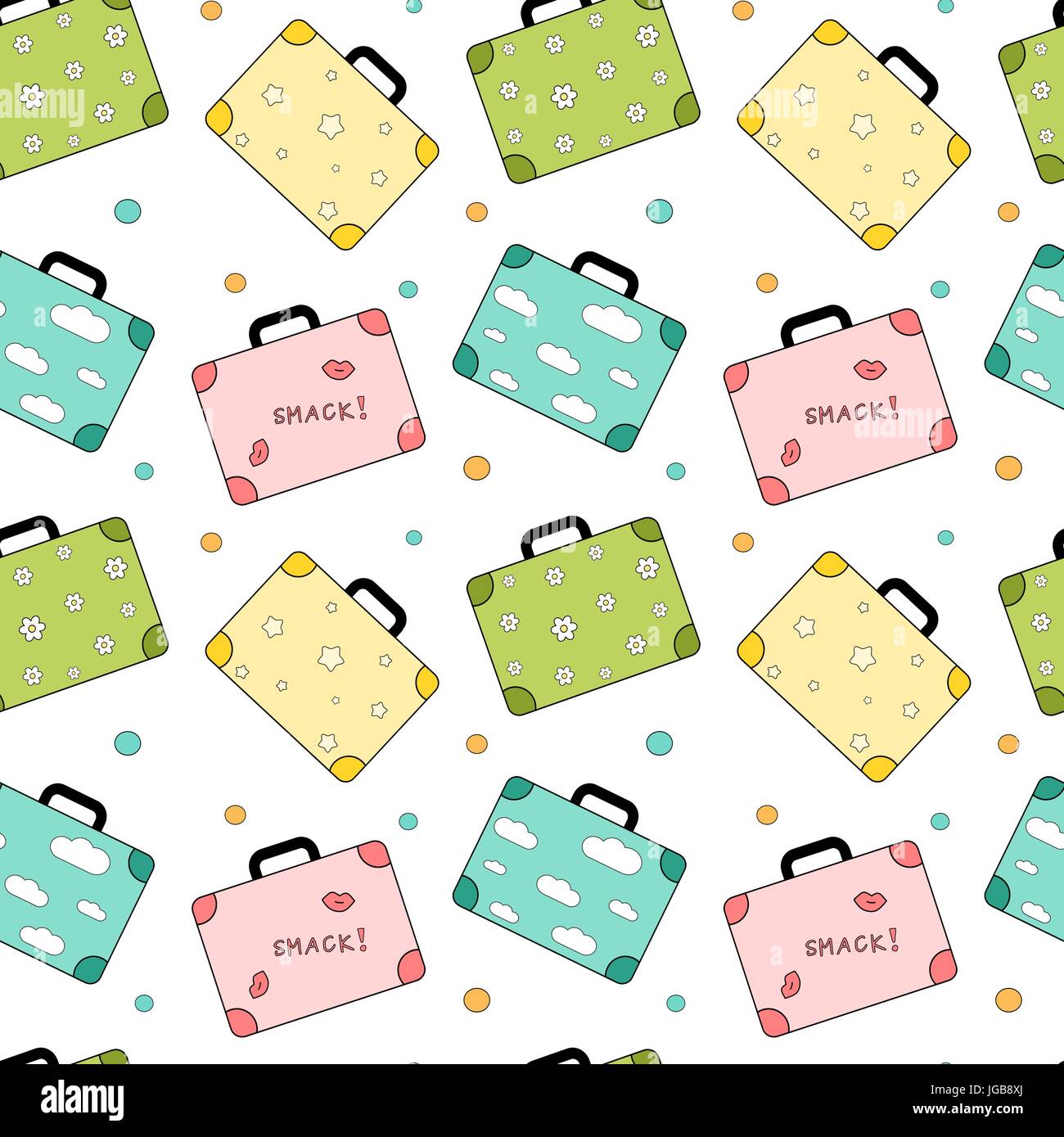 Cute cartoon vector illustration parfaite de fond à motifs valise de ...