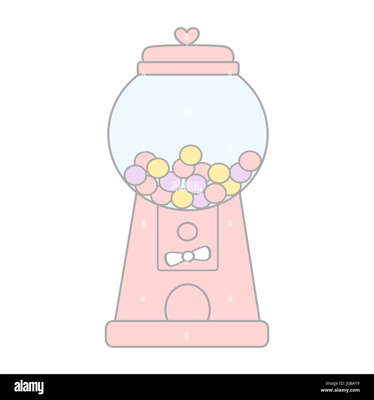 Rose cute cartoon gumball machine vector illustration isolé sur fond ...