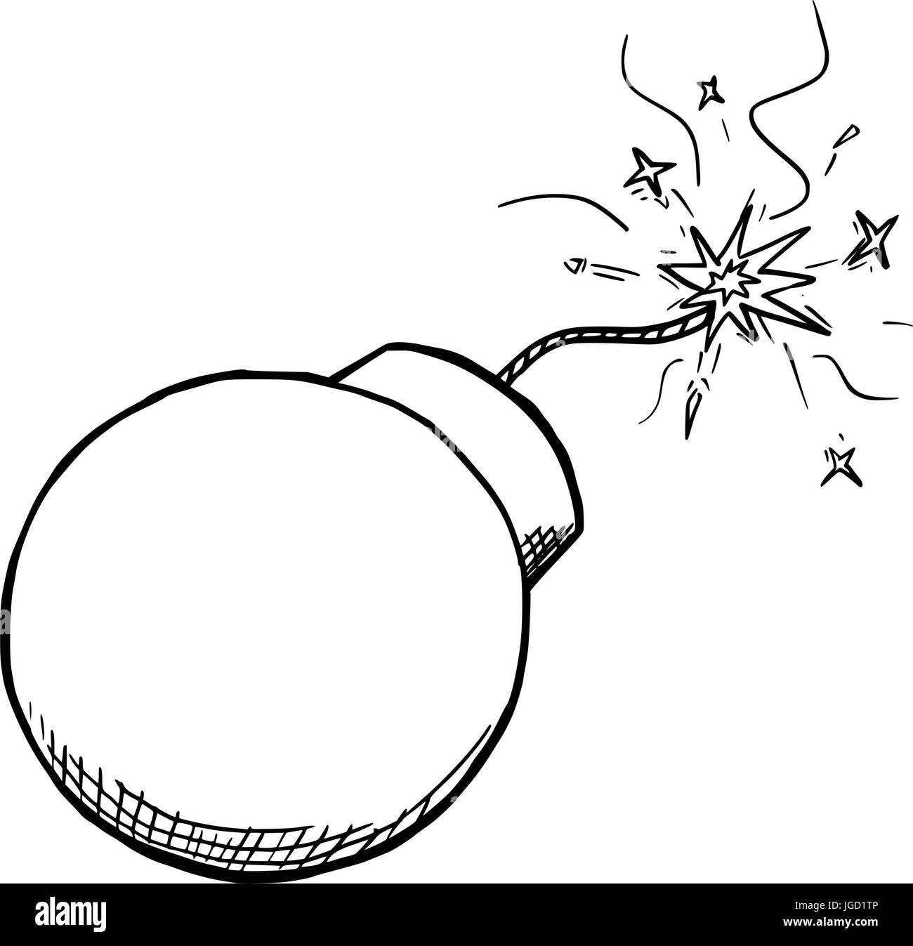 Cartoon vector retro de bombe avec son fusible de sécurité incendie ...
