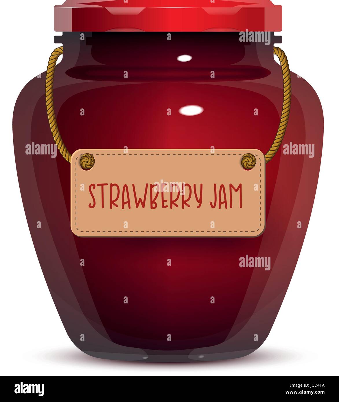 Pot En Verre De La Confiture De Fraise Avec étiquette Isolé Sur Fond
