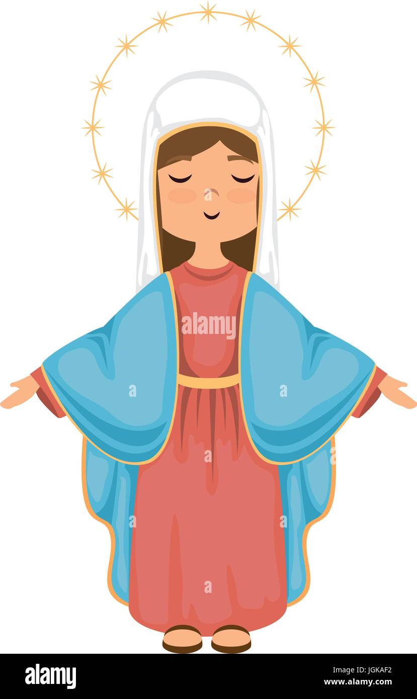 Cartoon vierge Marie icône sur fond blanc un design coloré vector ...