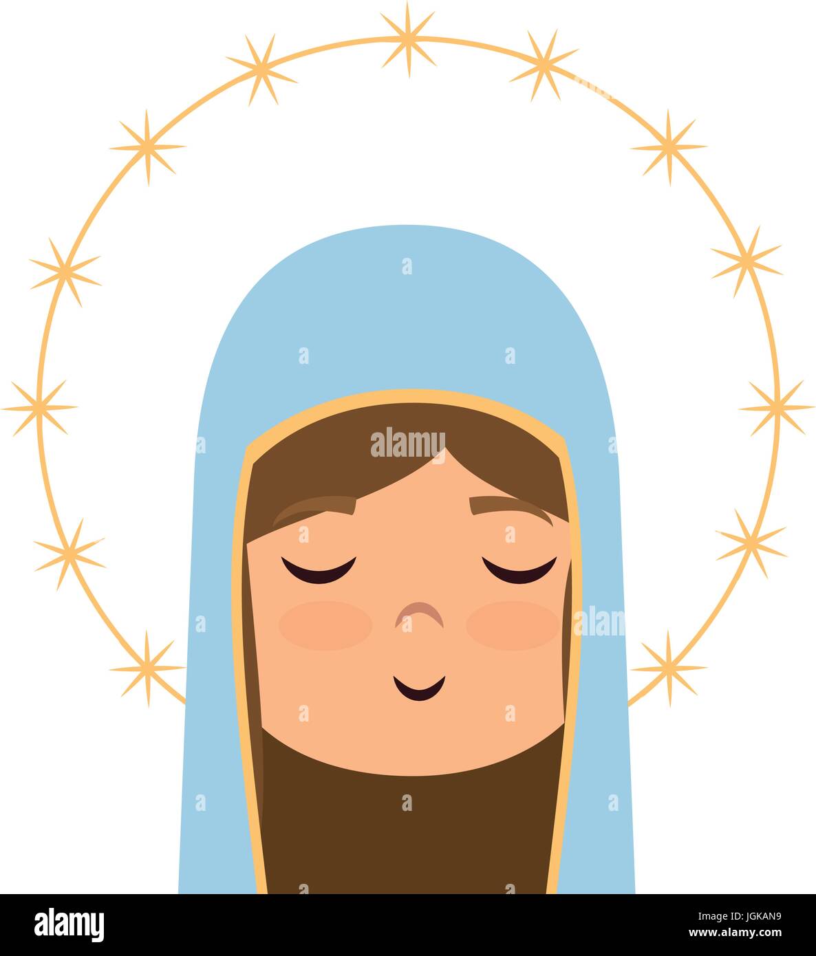 Cartoon face vierge Marie icône sur fond blanc un design coloré vector ...