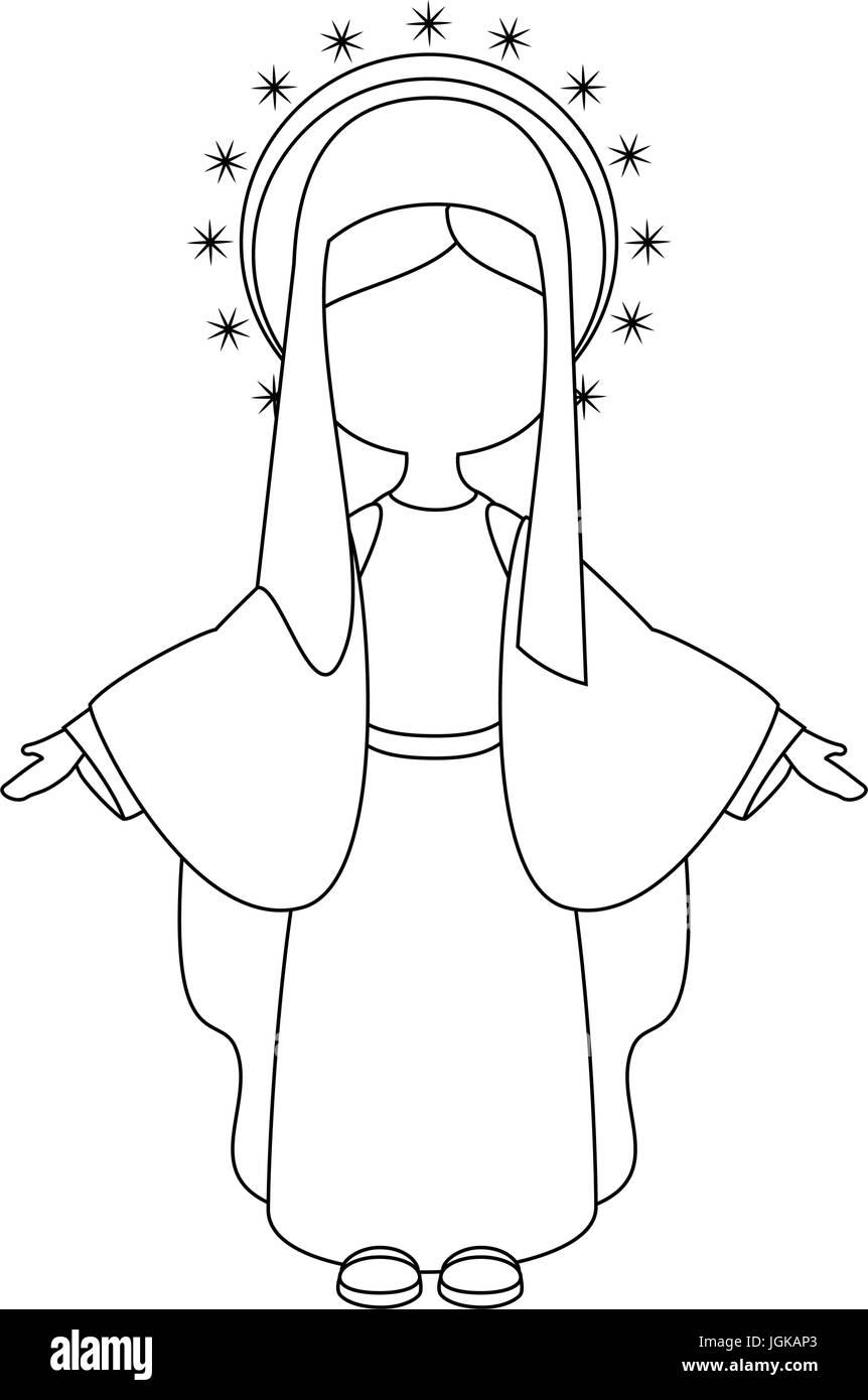 Vierge Marie icône sur fond blanc vector illustration Image Vectorielle ...