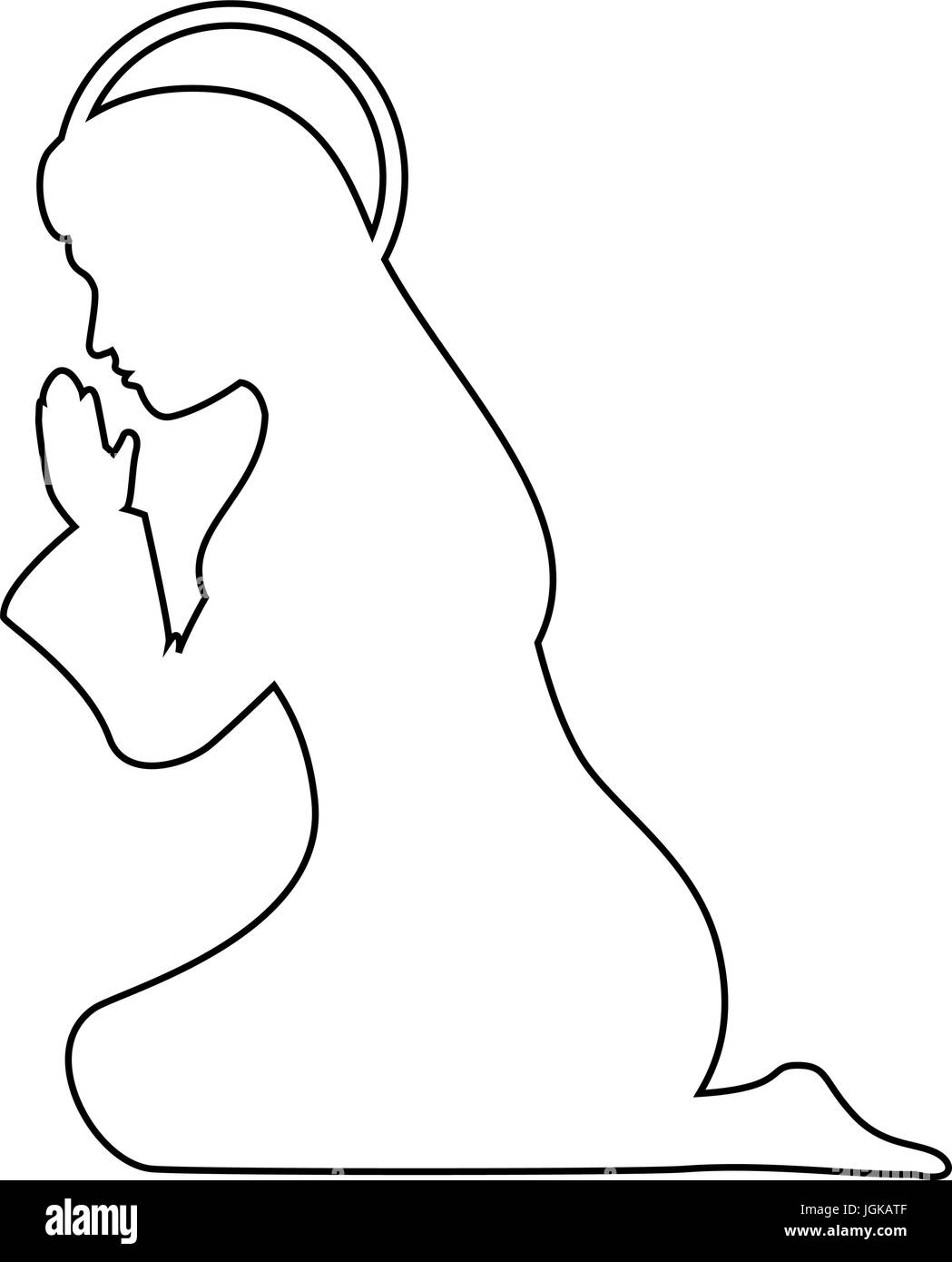 Vierge Marie icône cartoon vector illustration graphic design Image ...