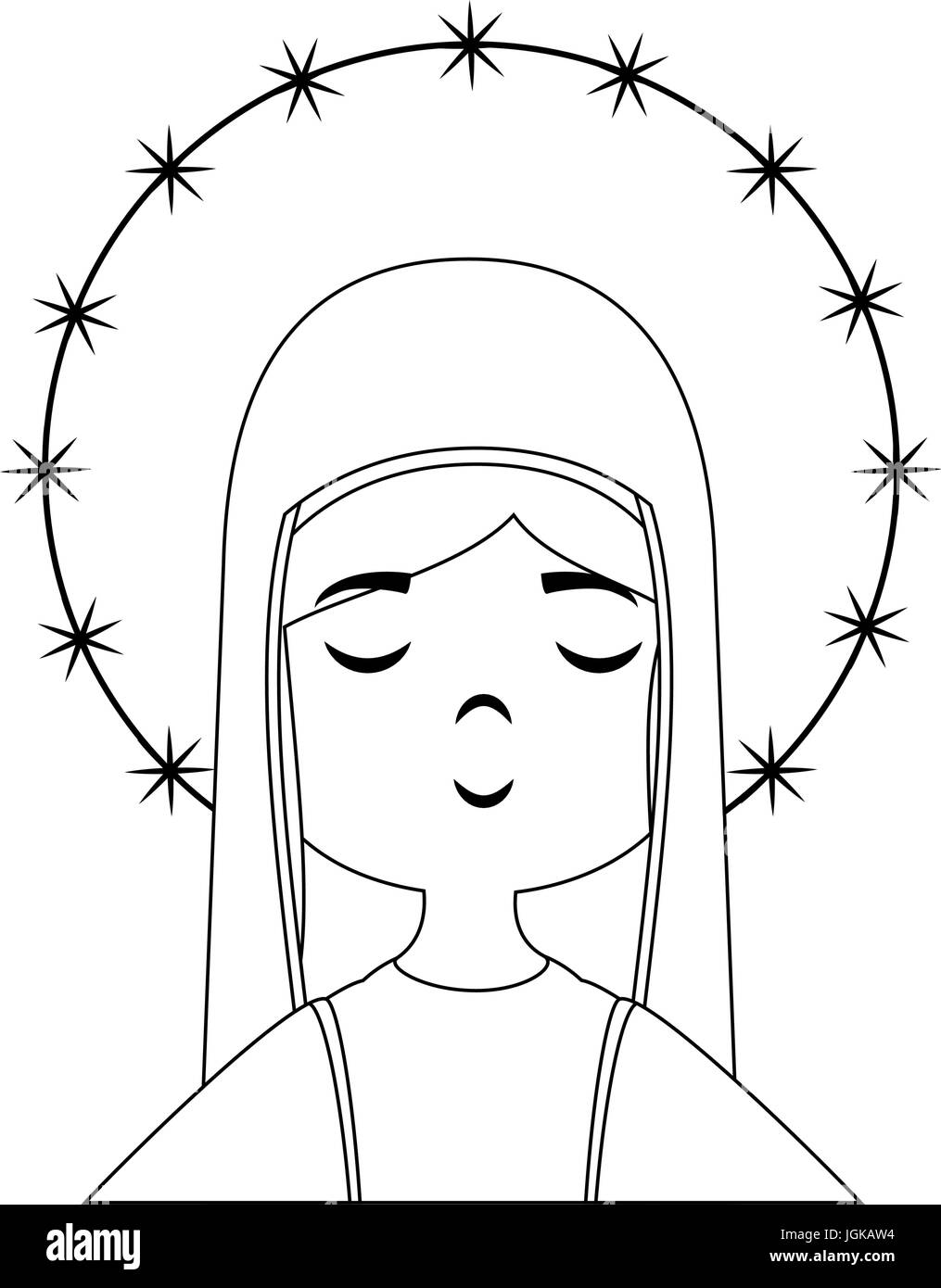 Vierge Marie icône cartoon vector illustration graphic design Image ...