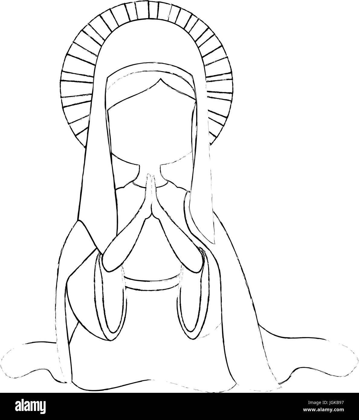 Vierge Marie icône sur fond blanc vector illustration Image Vectorielle ...