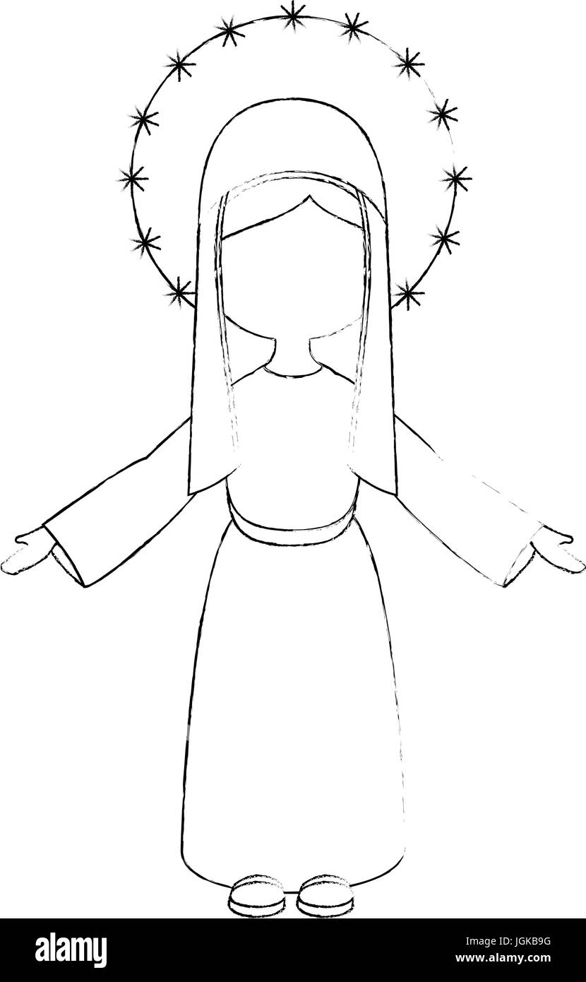 Vierge Marie icône sur fond blanc vector illustration Image Vectorielle ...