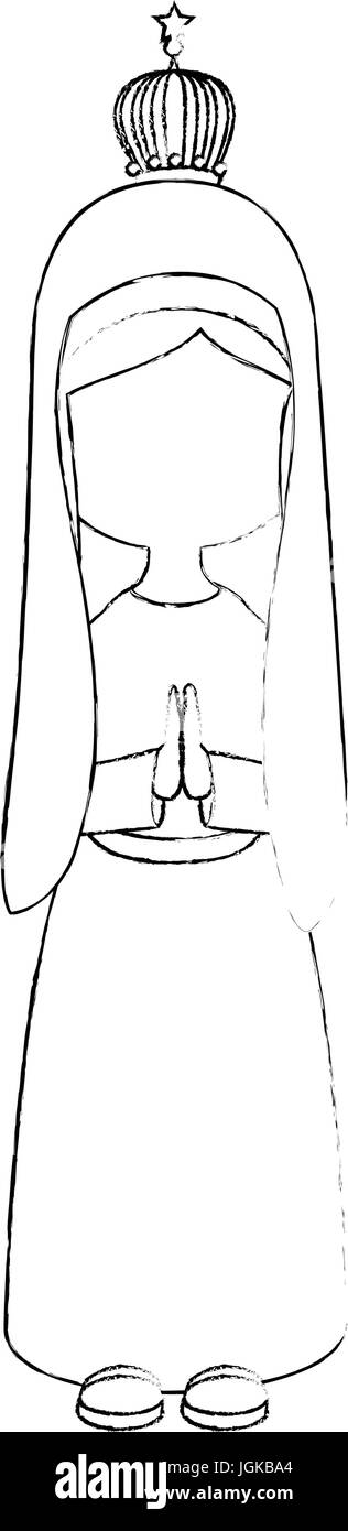 Vierge Marie icône sur fond blanc vector illustration Image Vectorielle ...