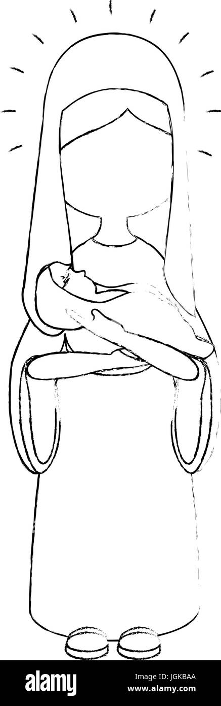 Vierge Marie icône sur fond blanc vector illustration Image Vectorielle ...