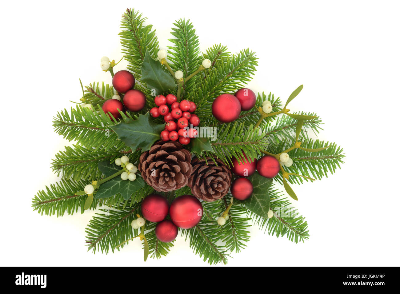 Noël Décoration affichage avec lierre houx, le gui, le sapin, les ...