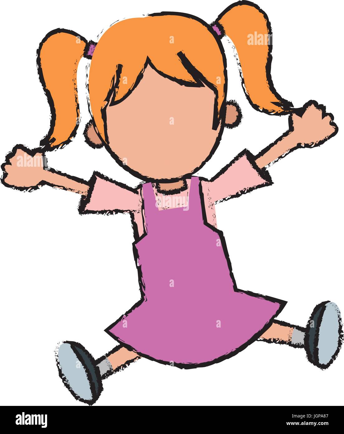 Élève de l'école de fille jeune cartoon cartoon joyeux vector ...