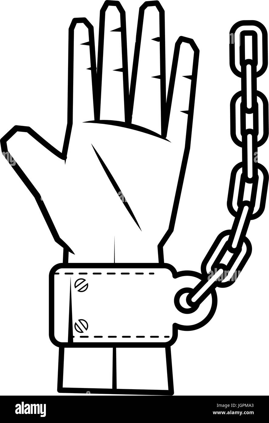 L'icône de la main avec des menottes sur fond blanc vector illustration ...