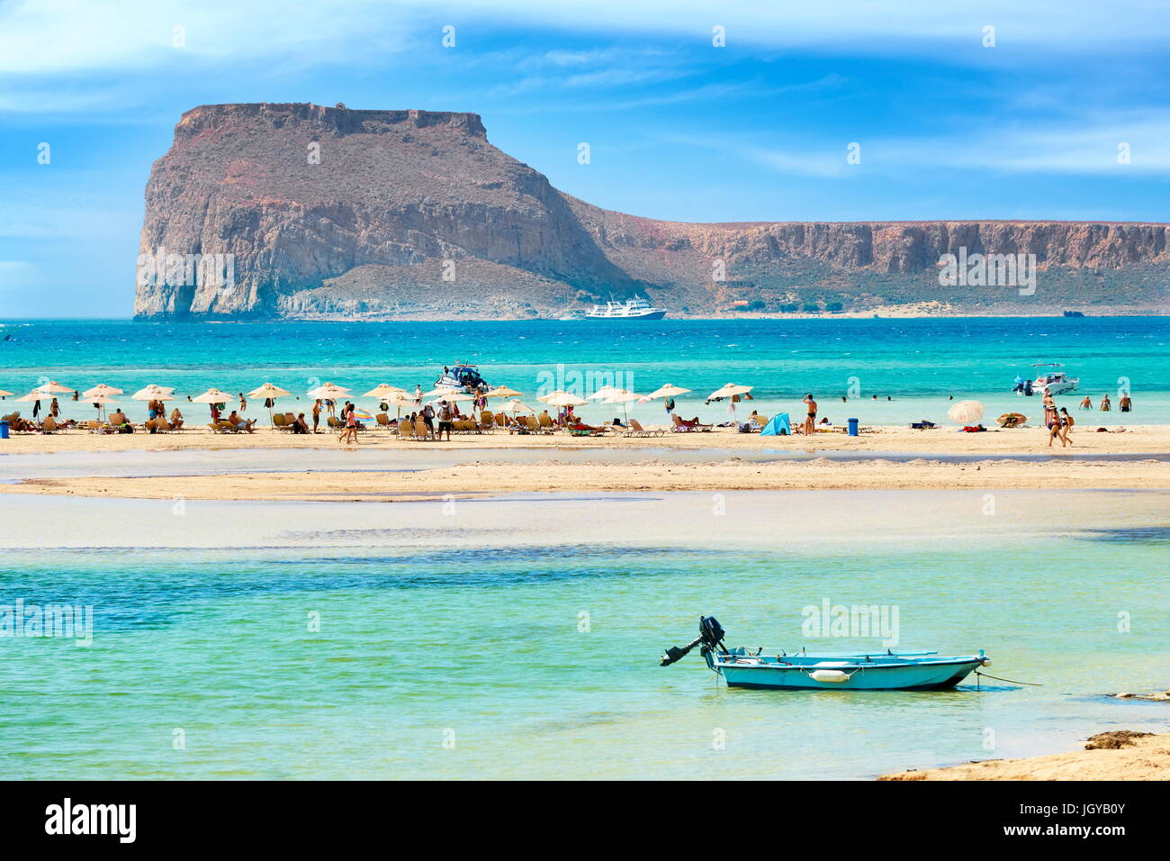 Plage de Balos, péninsule de Gramvousa, île de Crète, Grèce Photo Stock ...