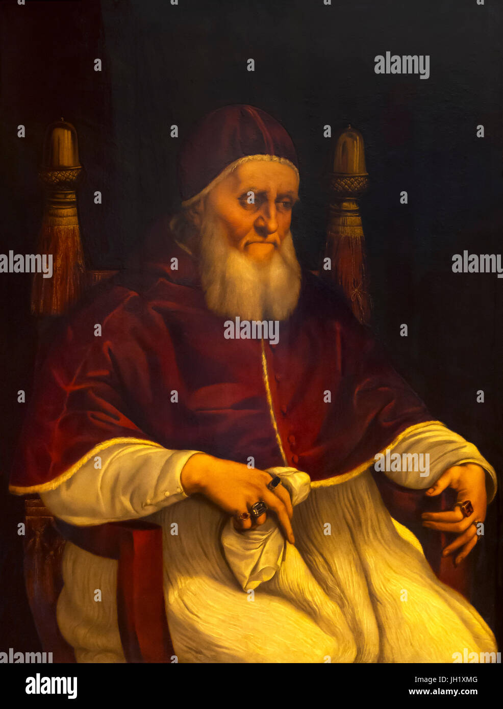 Portrait de Jules II, de Raphaël, 1510-1511, Galerie des Offices ...