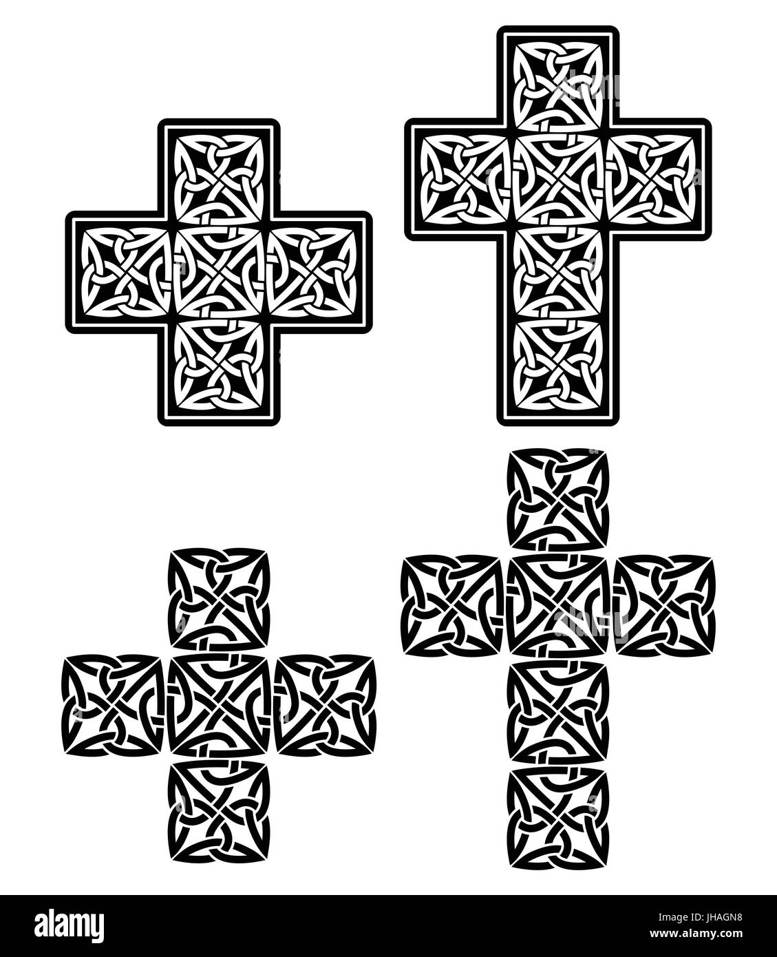 Croix celtique - ensemble de dessins traditionnels en noir croix ...