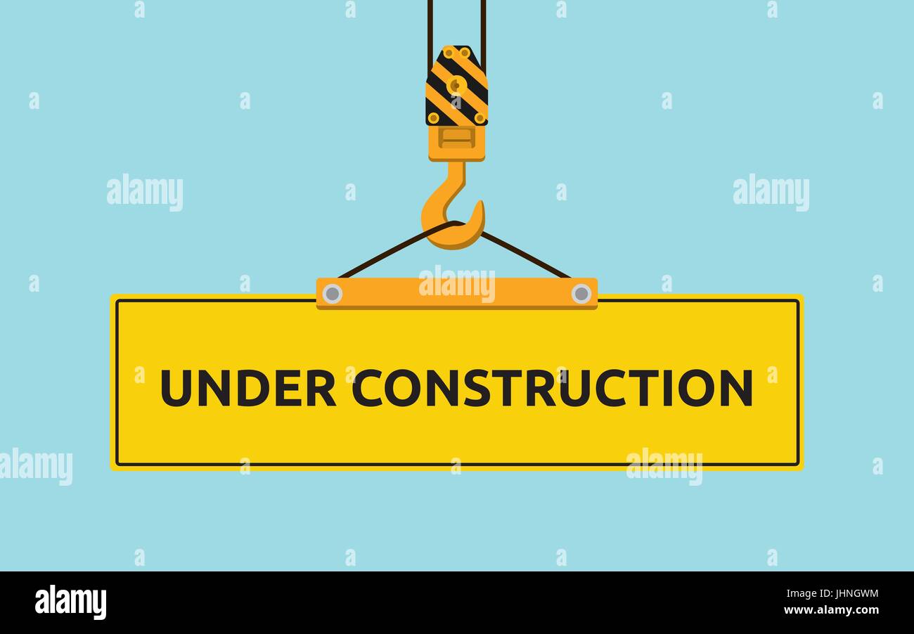En construction pancarte avec grue et crochet graphique vectoriel Image ...