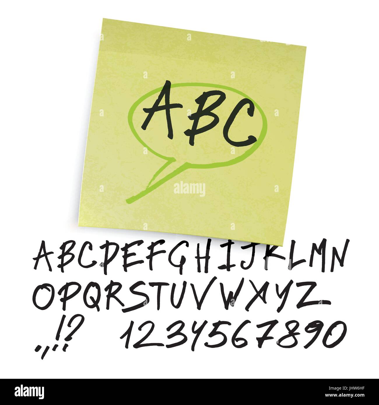 Alphabet manuscrites (lettres majuscules avec des numéros). Vecteur ...