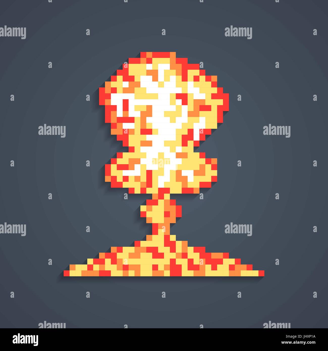 Pixel art explosion atomique avec ombre Image Vectorielle Stock - Alamy