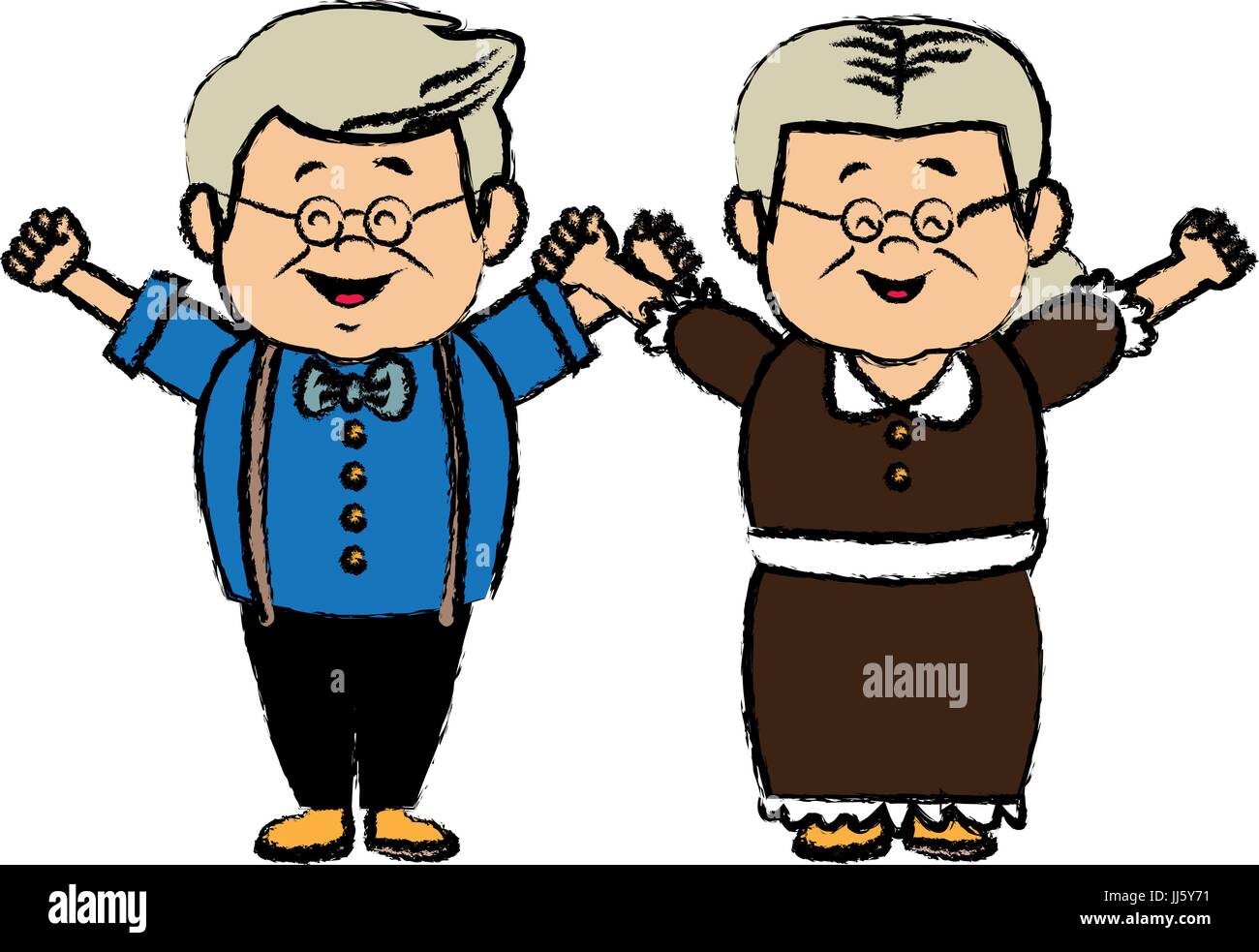 Les grands-parents holding hands papi et mamie debout Image Vectorielle ...